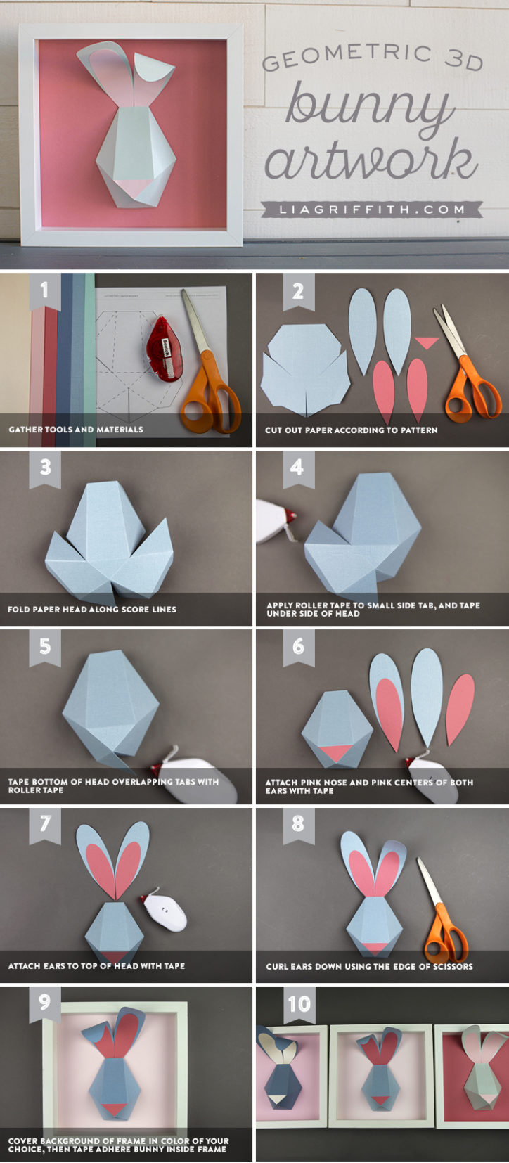 DIY 3D Bunny Artwork to Display in Your Home This Easter