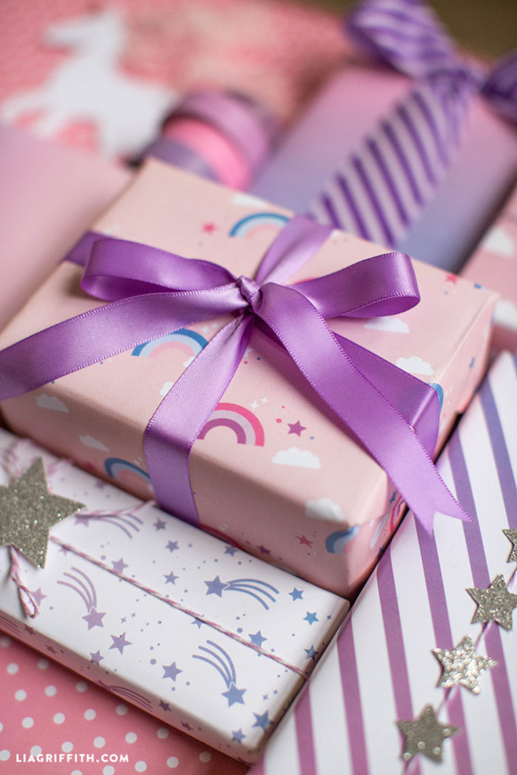Unicorn wrapping paper -- download and print your own