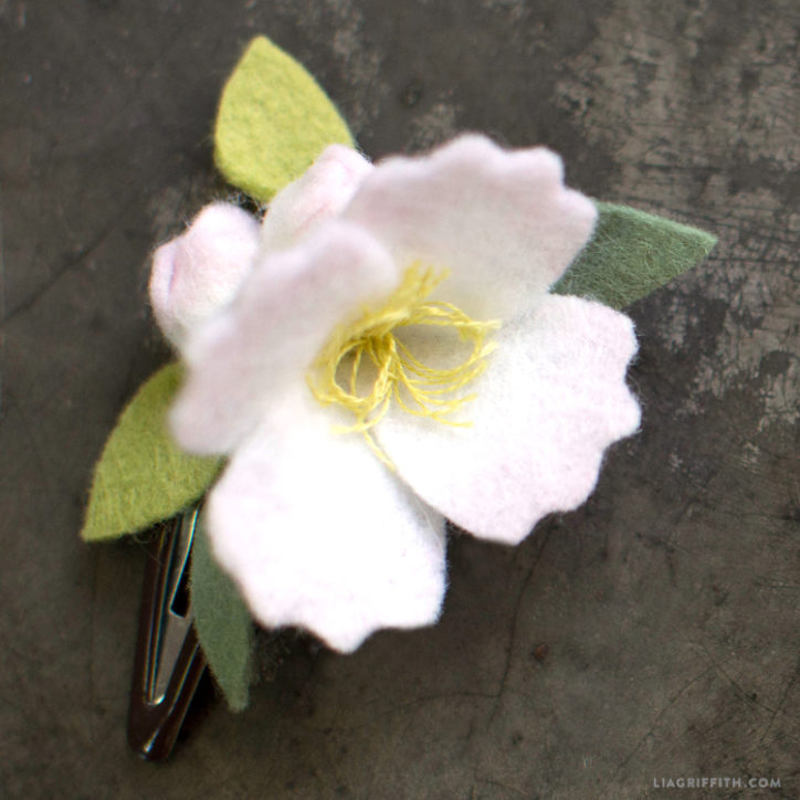 Make and Easy Felt Cherry Blossom Barrette For Springtime