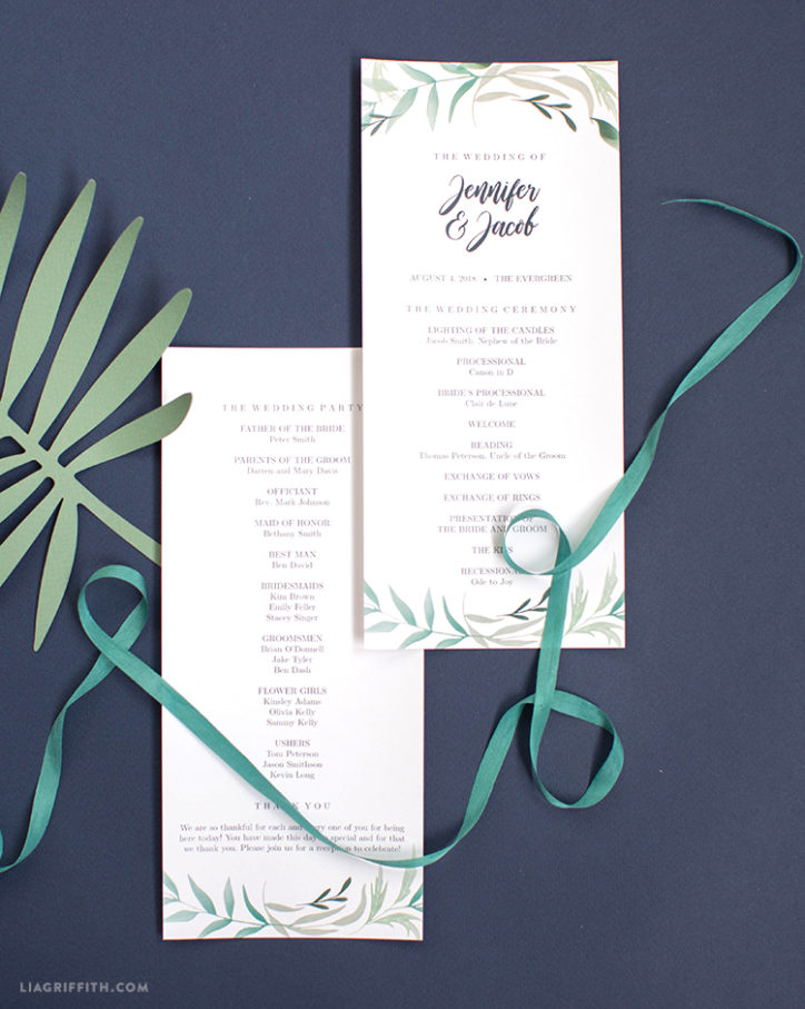 Download and Print Your Greenery Wedding Program Template