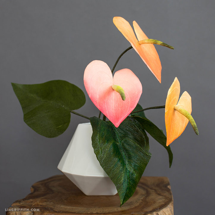DIY Paper Anthurium and Leaves with Realistic Texture