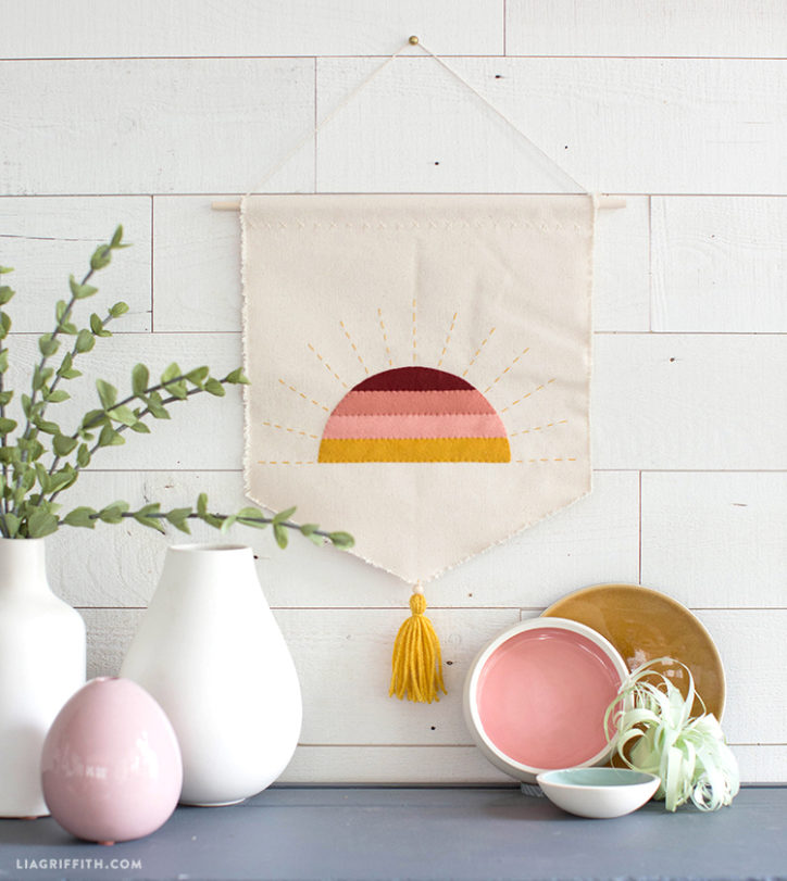 DIY Simple Embroidery Southwest Sunset Felt Banner