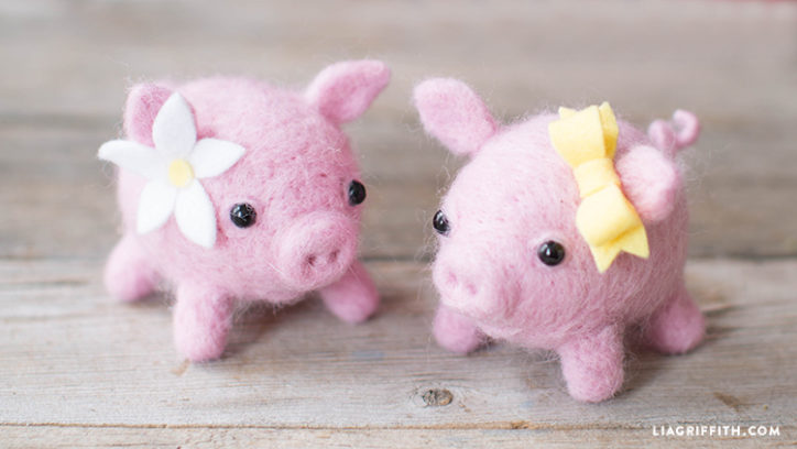 Get Into Needle Felting with Wool Roving Pig Stuffed Animals!