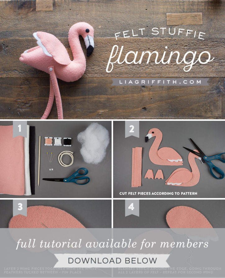 DIY Tutorial: The Prettiest Felt Flamingo Stuffie - Lia Griffith
