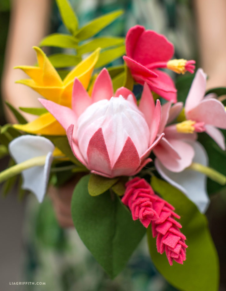 Let's Get Tropical with Felt Tropical Flowers in a Bouquet!