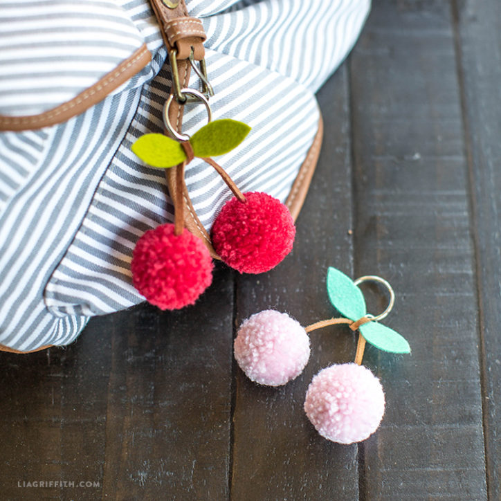 DIY Tutorial: Cherry Pom-Pom Keychains - Lia Griffith