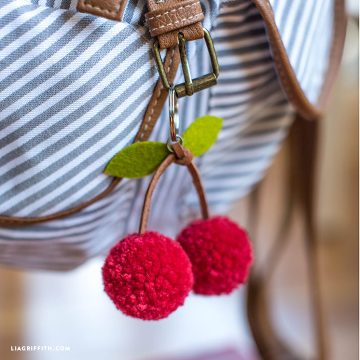 DIY Tutorial: Cherry Pom-Pom Keychains - Lia Griffith