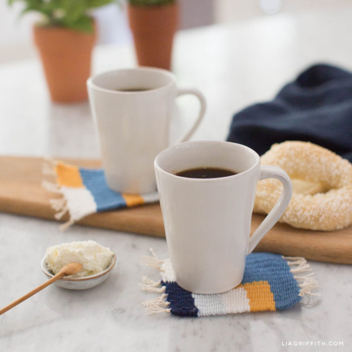 DIY Tutorial: Mini Loom Woven Coasters - Lia Griffith