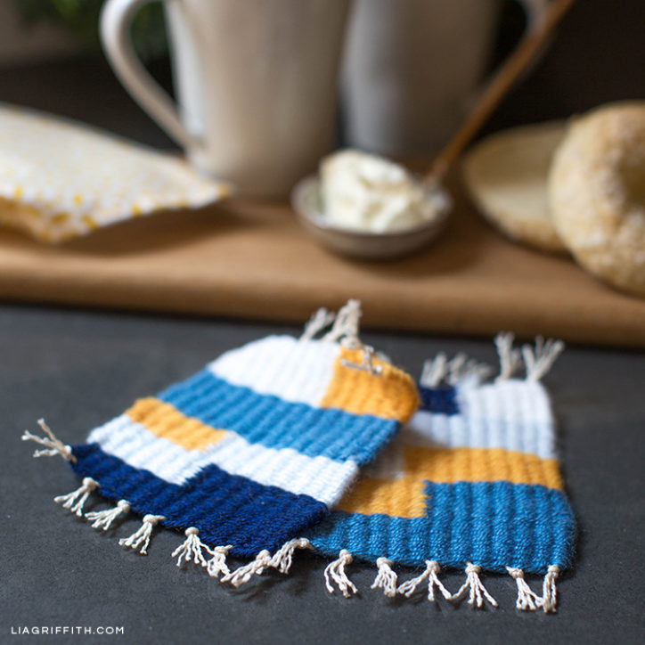 DIY Tutorial: Mini Loom Woven Coasters - Lia Griffith
