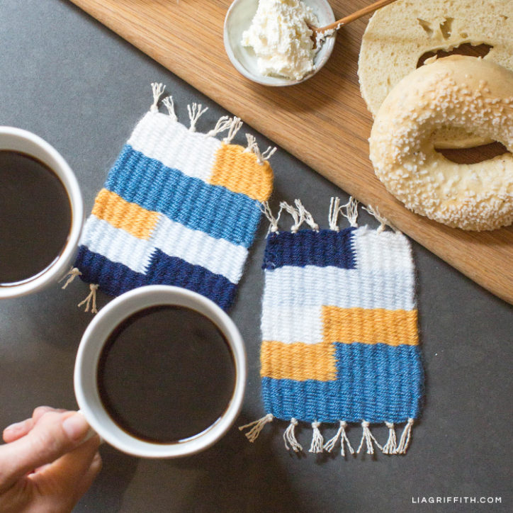 DIY Tutorial: Mini Loom Woven Coasters - Lia Griffith