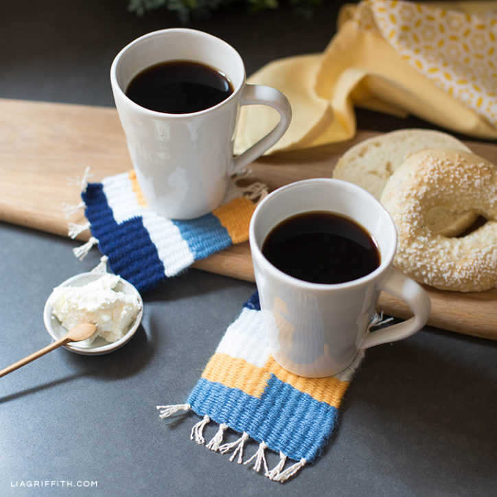 DIY Tutorial: Mini Loom Woven Coasters - Lia Griffith