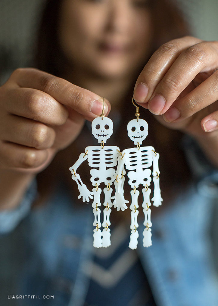 Make Your Own Skeleton Earrings for Halloween - Lia Griffith