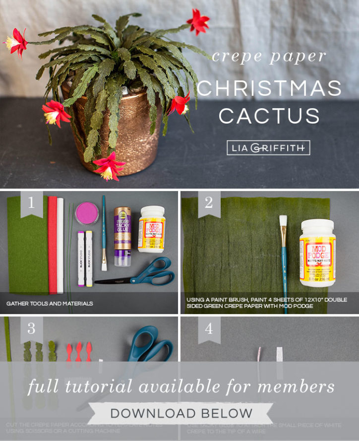 How to Make a Crepe Paper Christmas Cactus - Lia Griffith
