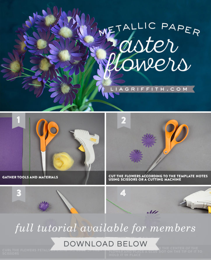 Papercut Aster Flowers Template & Tutorial - Lia Griffith