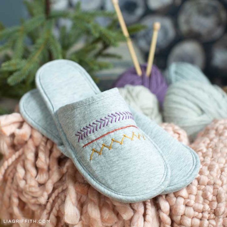DIY Embroidered Slippers - Lia Griffith