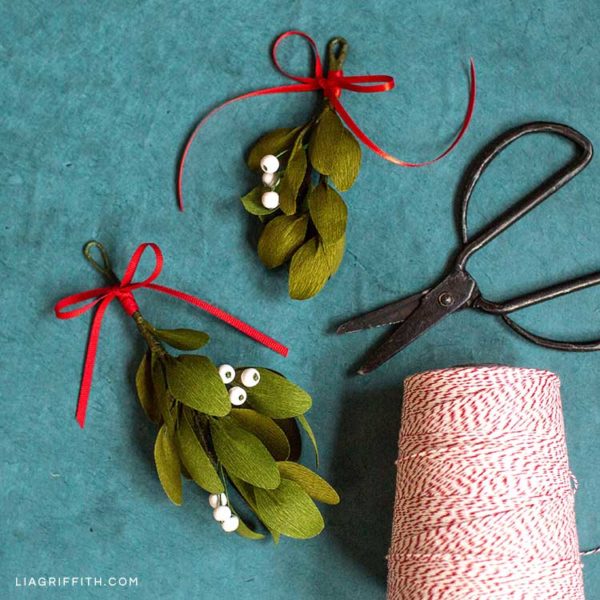 DIY Crepe Paper Mistletoe to Hang in Your Home - Lia Griffith