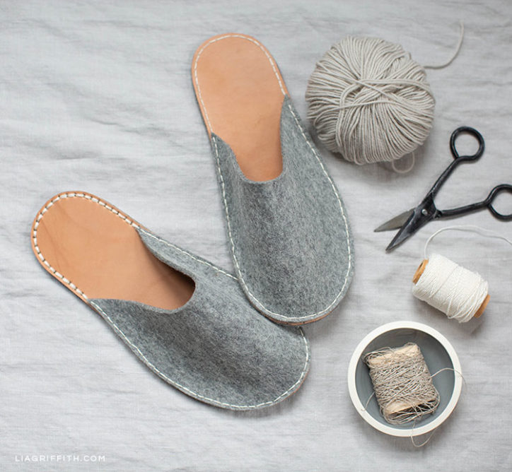 DIY Felt and Leather Slippers Tutorial - Lia Griffith