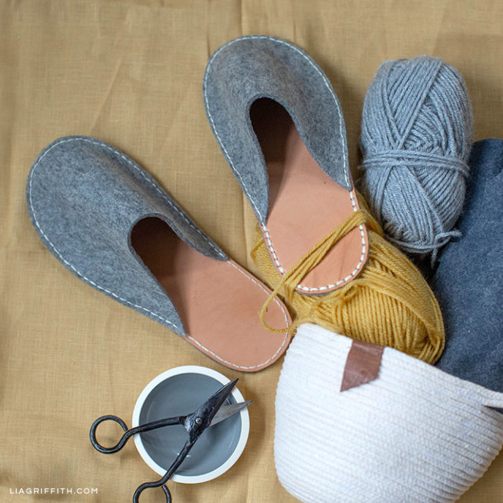 DIY Felt and Leather Slippers Tutorial - Lia Griffith