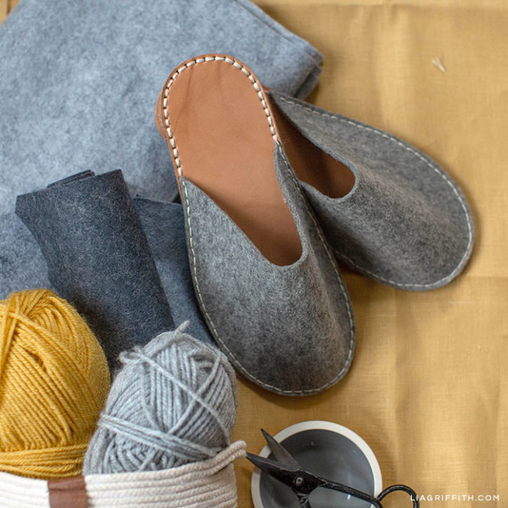 DIY Felt and Leather Slippers Tutorial - Lia Griffith