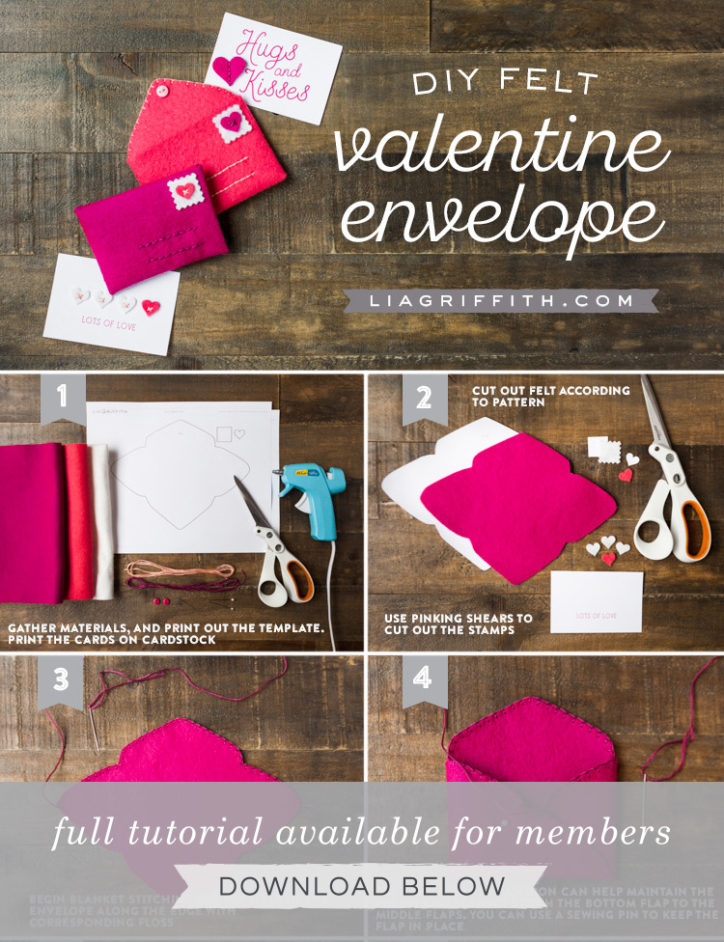 Hand Stitched Felt Envelopes - Lia Griffith