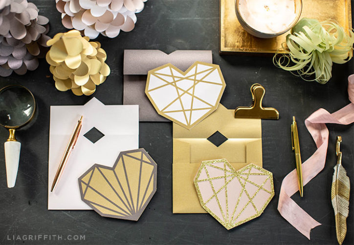 Paper Geometric Heart Cards for Valentine's Day - Lia Griffith