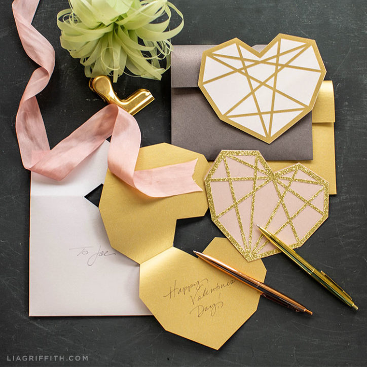 Paper Geometric Heart Cards for Valentine's Day - Lia Griffith
