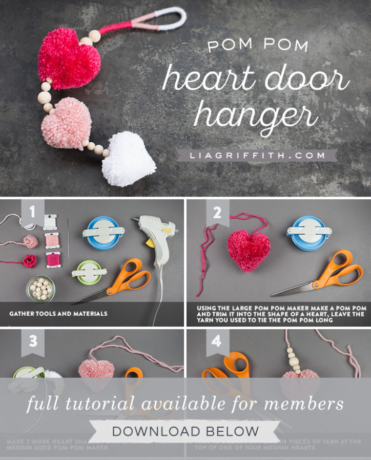Learn how to create easy DIY pom pom heart decor