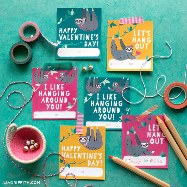 Cute Craft Alert! Printable Sloth Valentines - Lia Griffith