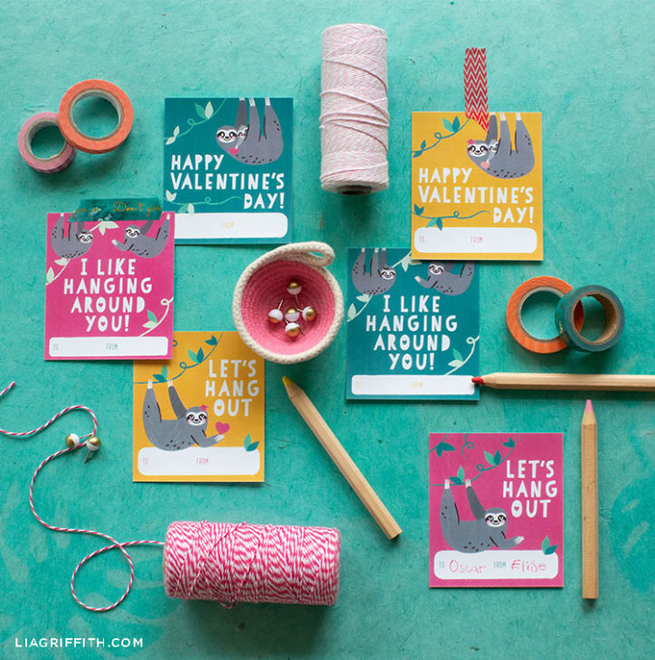 Cute Craft Alert! Printable Sloth Valentines - Lia Griffith