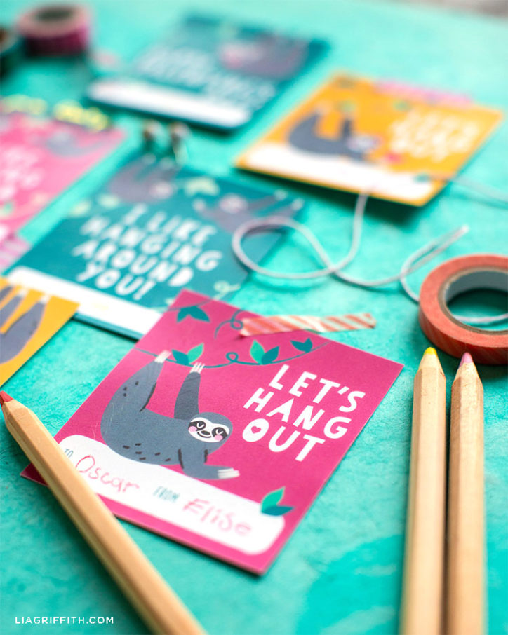 Cute Craft Alert! Printable Sloth Valentines - Lia Griffith