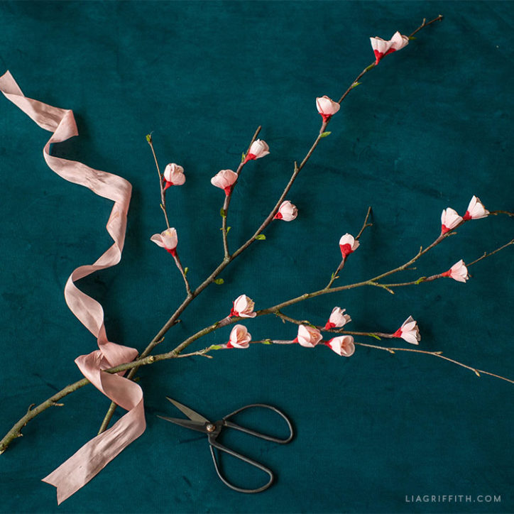 Crepe Paper Flowering Quince Branches - Lia Griffith