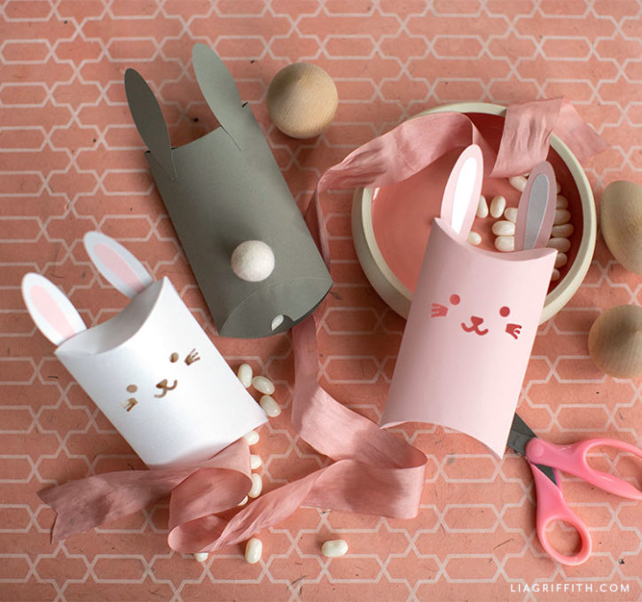 Papercut Bunny Pillow Box for Easter Treats - Lia Griffith
