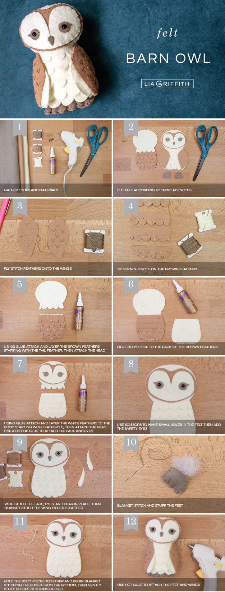 Felt Barn Owl Tutorial - Lia Griffith
