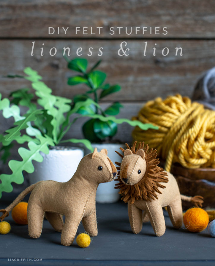 How to Make a Felt Lion & Lioness - Pattern and Tutorial by Lia Griffith