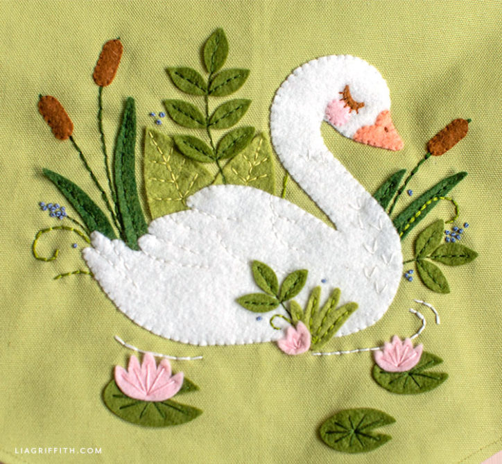 Felt Applique Swan Banner for Kids' Room - Lia Griffith