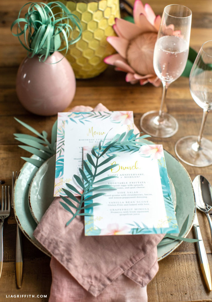 Pretty Tropical Menus You Can Edit & Print at Home - Lia Griffith
