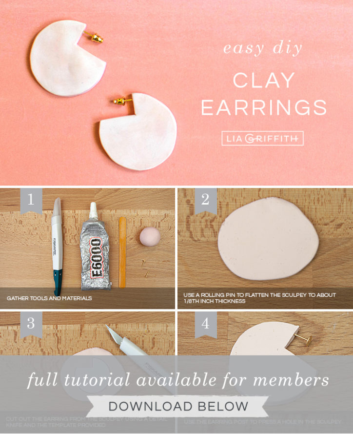 Cute Geometric Clay Earrings DIY Tutorial - Lia Griffith