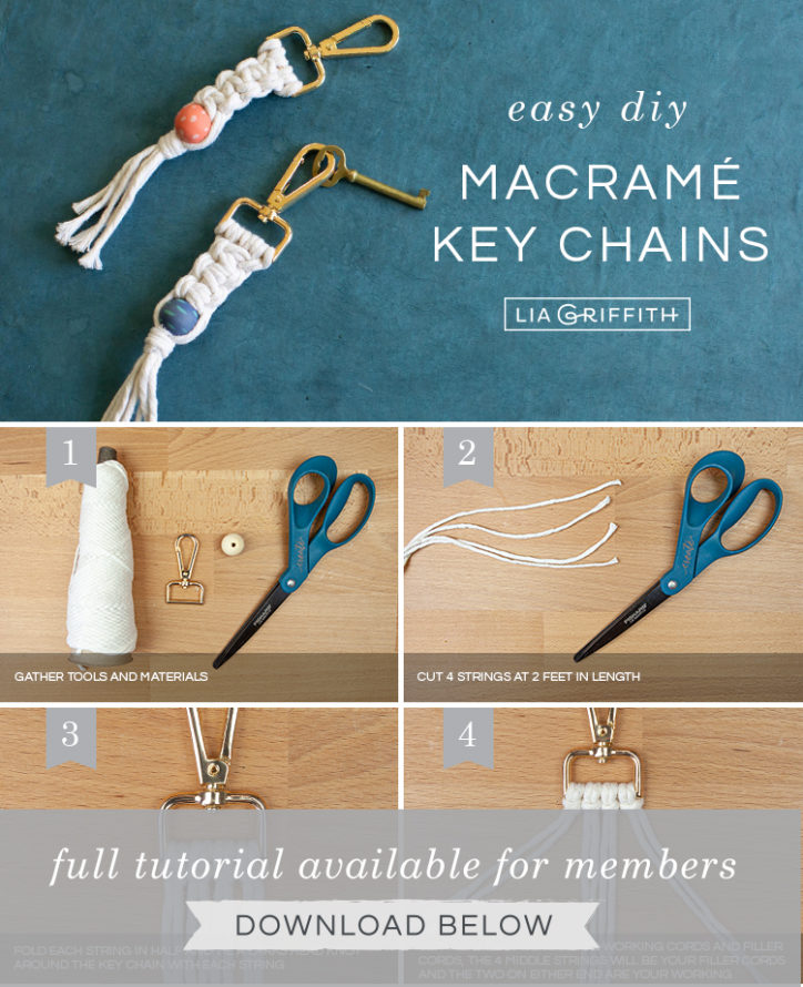 DIY Macrame Key Chain with Wood Bead - Lia Griffith