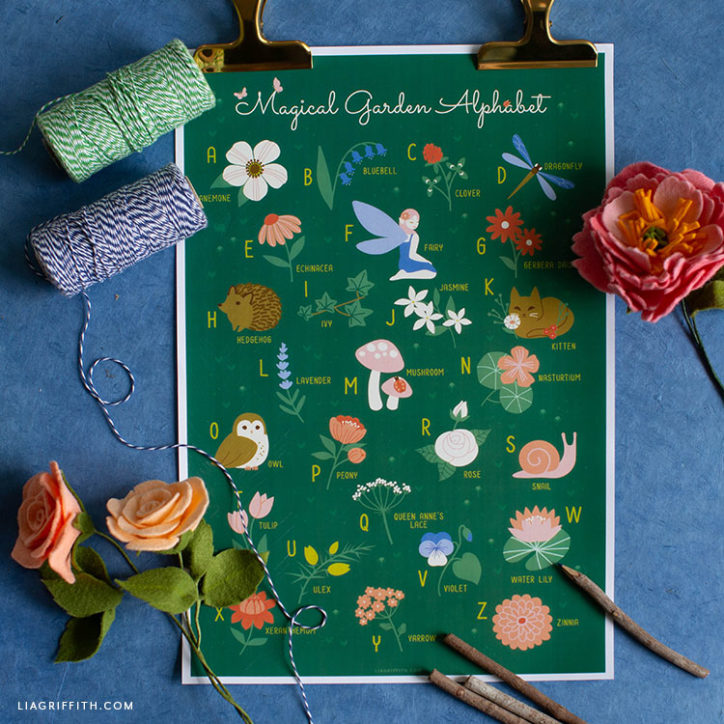 Printable Magical Garden Alphabet Poster - Lia Griffith