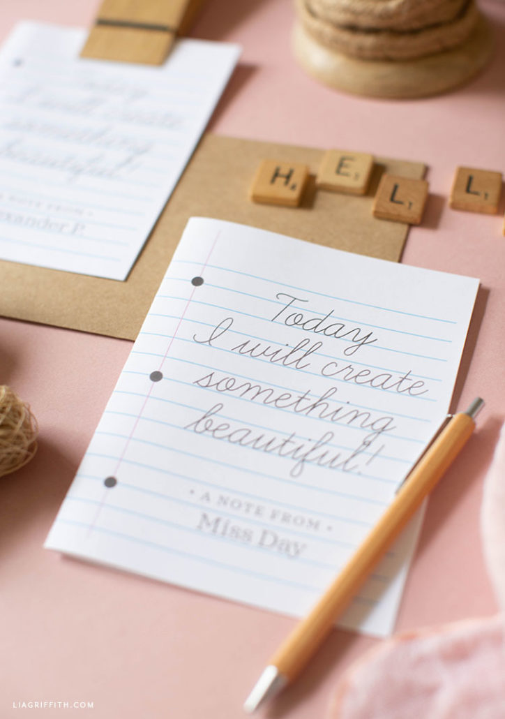 Printable Notecards for Back to School - Lia Griffith