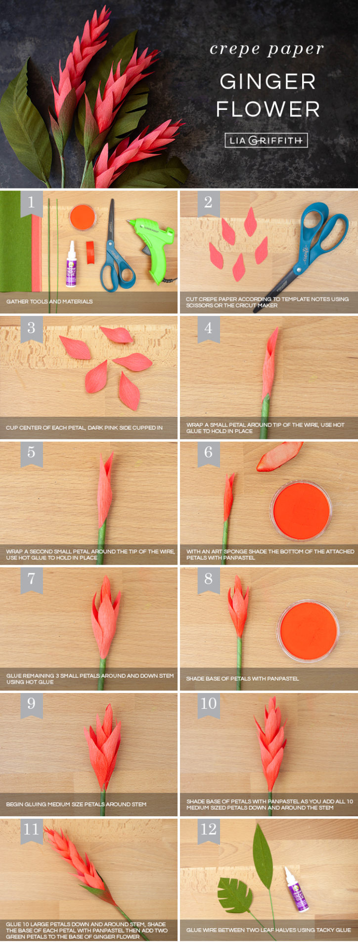 Crepe Paper Ginger Flower Photo Tutorial - Lia Griffith