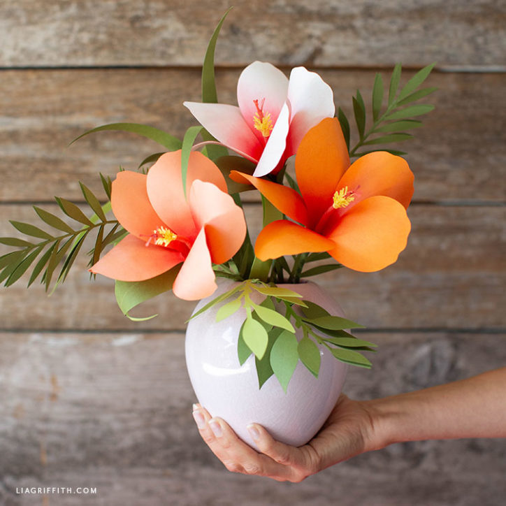 Learn How to Make a Frosted Paper Hibiscus Flower - Lia Griffith