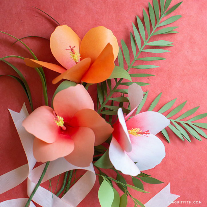 Learn How to Make a Frosted Paper Hibiscus Flower - Lia Griffith