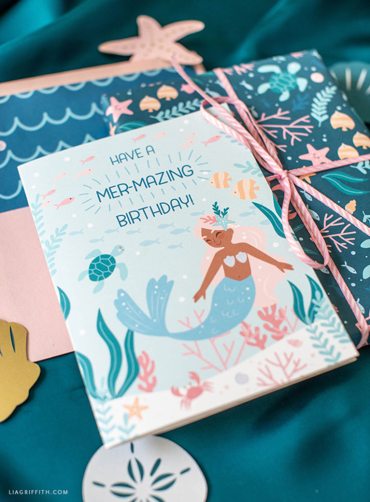 Printable Mermaid Birthday Card - Lia Griffith