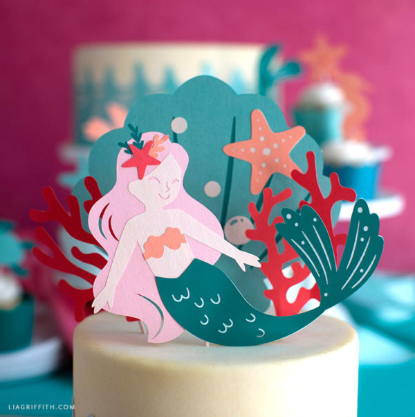 Cute & Easy DIY Mermaid Cake Toppers & Wrappers - Lia Griffith
