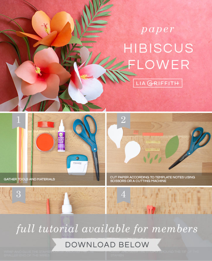 Learn How to Make a Frosted Paper Hibiscus Flower - Lia Griffith