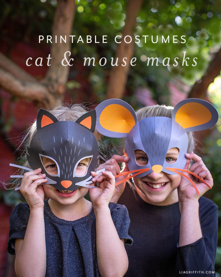 Printable Cat and Mouse Masks for Halloween - Lia Griffith