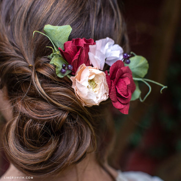 How to Make Your Own Crepe Paper Flower Hair Comb - Lia Griffith
