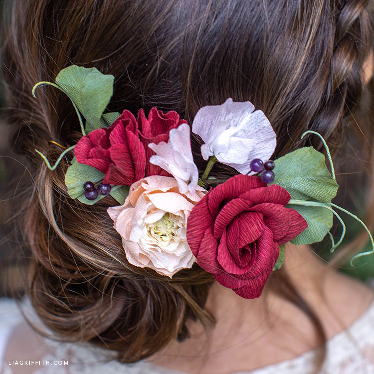 How to Make Your Own Crepe Paper Flower Hair Comb - Lia Griffith