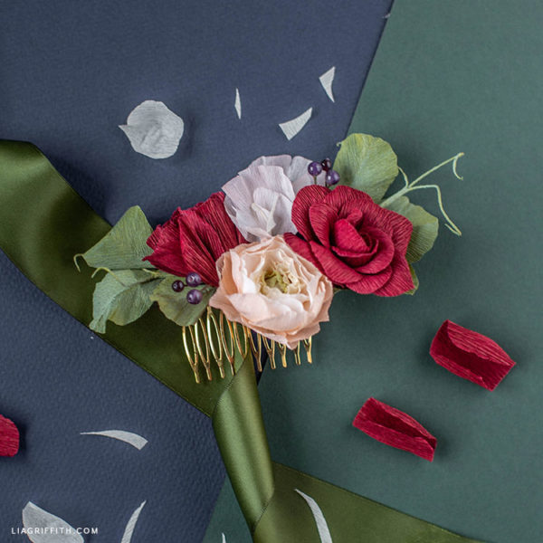 How to Make Your Own Crepe Paper Flower Hair Comb - Lia Griffith